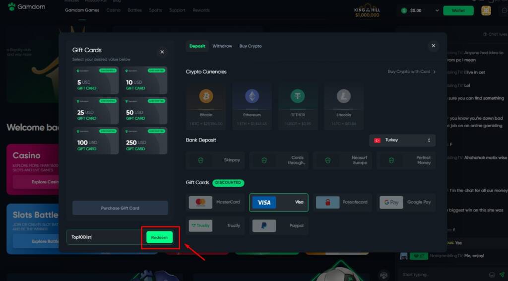 Gamdom Promo Code | Use "top100list" - Get Free Coins